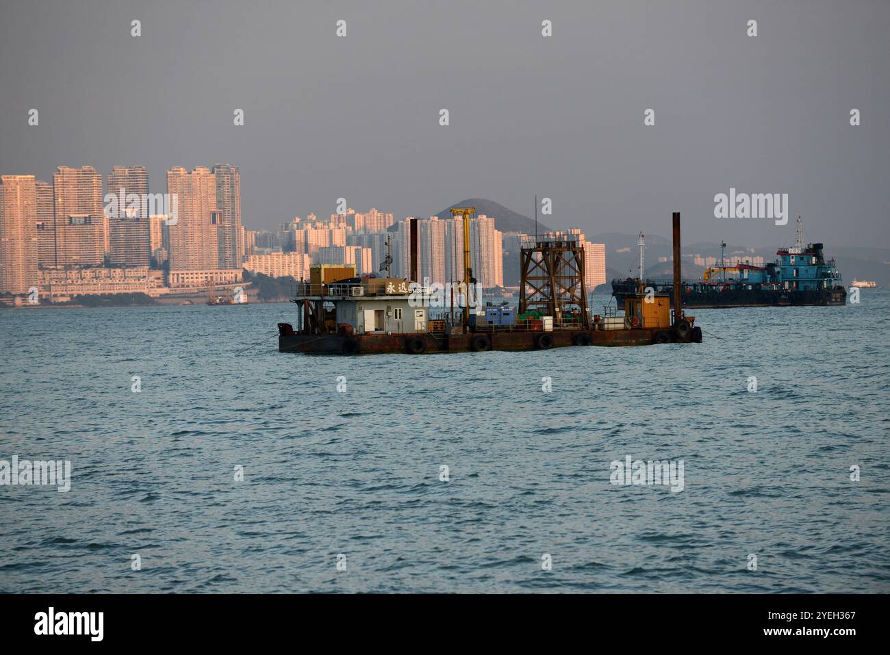 An offshore construction platform in the West Lamma Channel near the ...