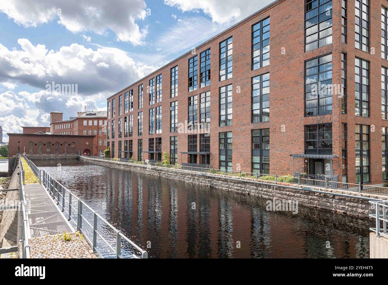 Residential building by reservoir in Finlayson area of Tampere, Finland ...