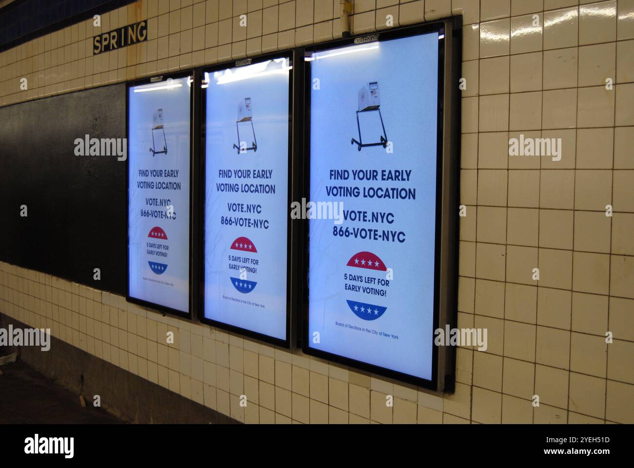 New York City, New York, USA - October 30 2024: Signs in the subway ...