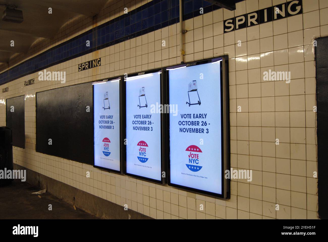 New York City, New York, USA - October 30 2024: Signs in the subway ...