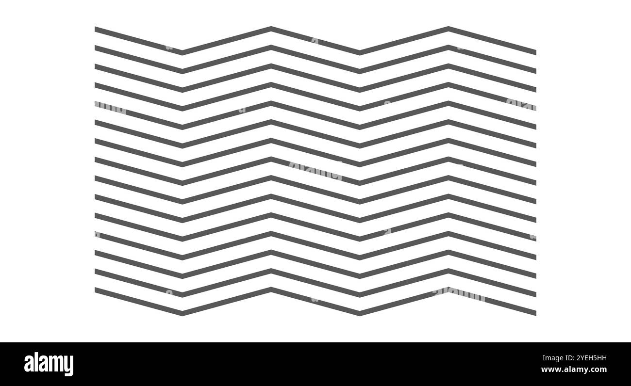 Horizontal wavy zigzag lines. Black geometric gray pattern. Flat vector illustration isolated on ...