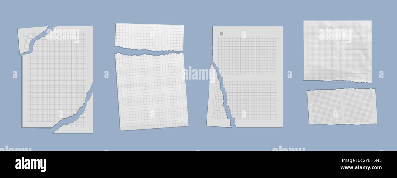 Torn paper sheets set isolated on background. Vector realistic ...