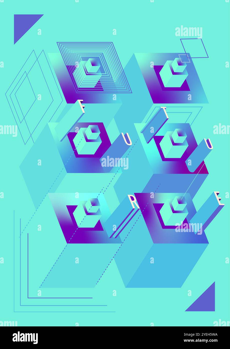 Blue and purple geometric shapes with word FUTURE. Suitable for ...