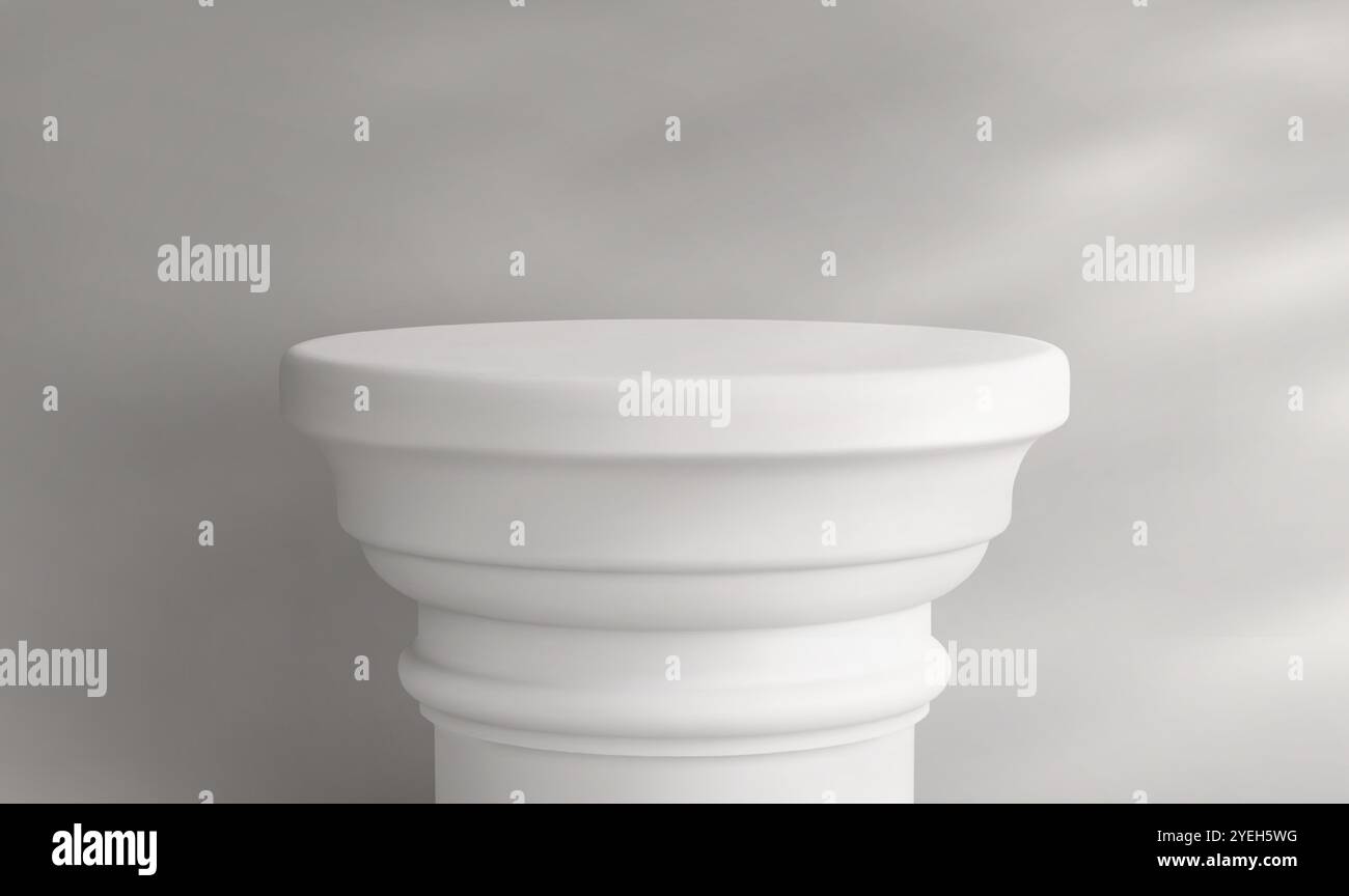 White architectural column top as elegant product podium. Realistic 3d ...