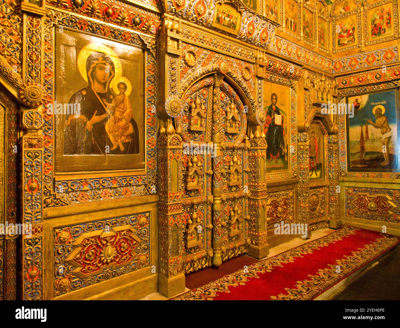 Artwork on the wall inside world famous UNESCO site St. Basil's ...