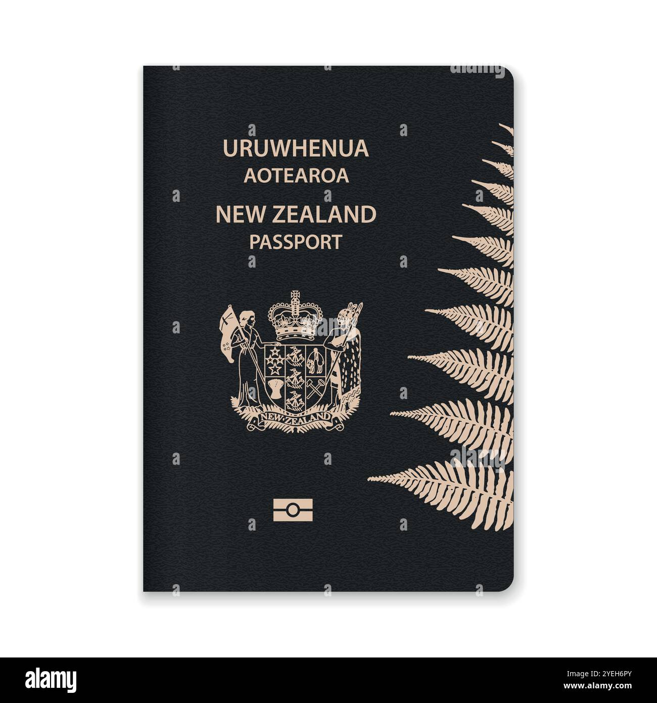 Close-up of a New Zealand passport cover featuring gold text and emblem ...