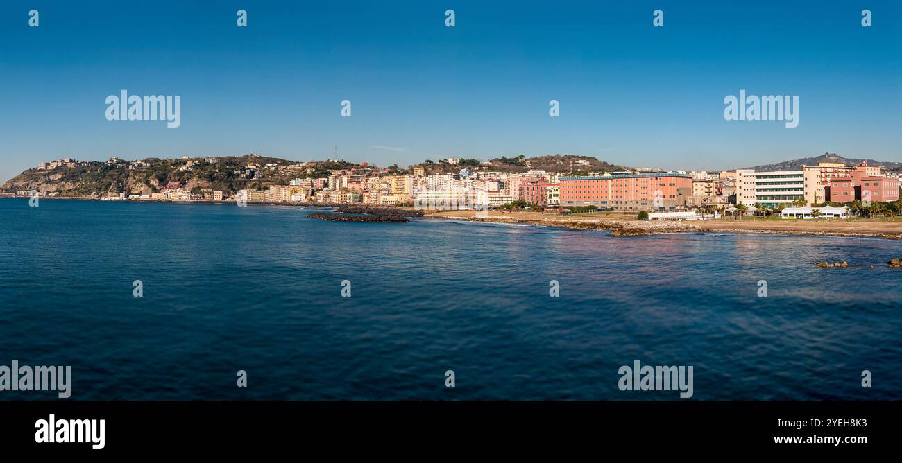 Panoramic view of the Bagnoli seafront from the North pier with ...