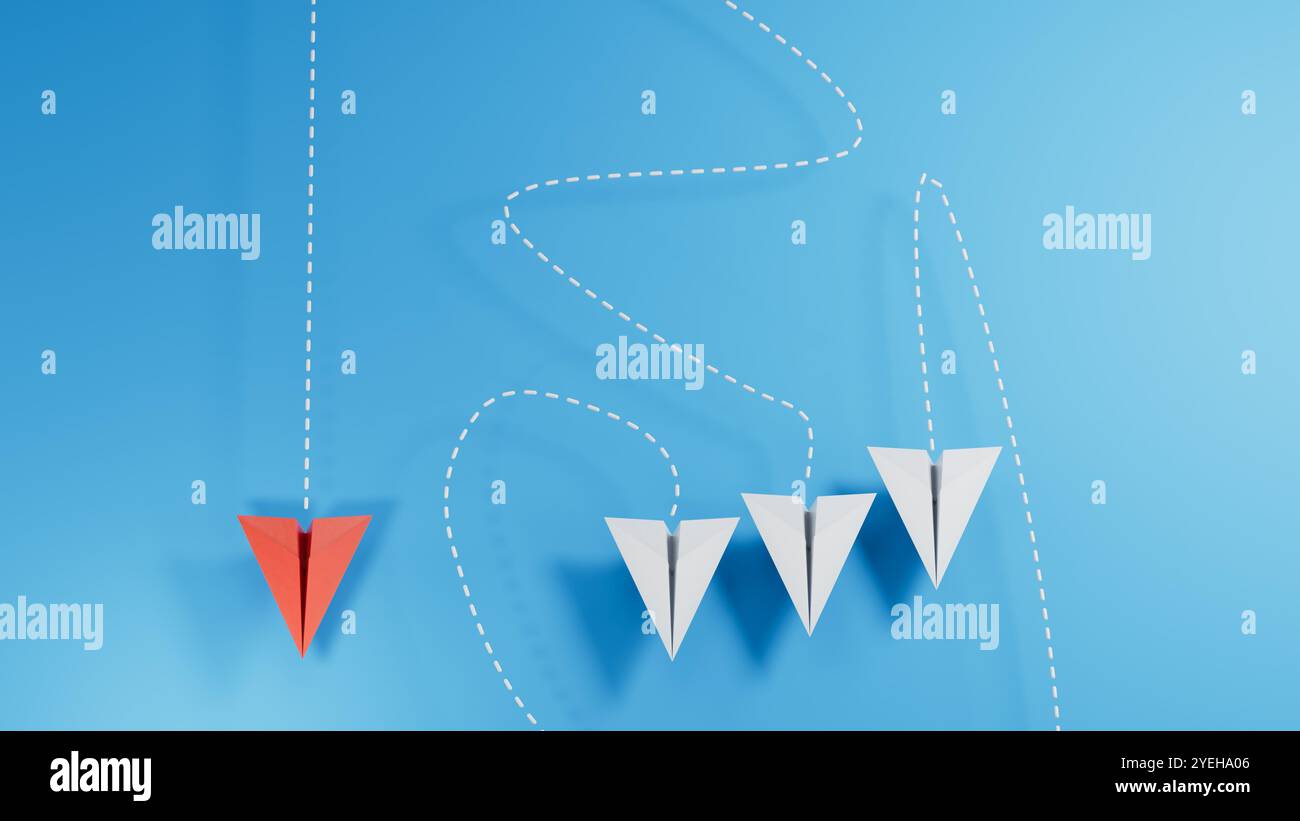 Paper planes on a blue background, representing the concept of ...