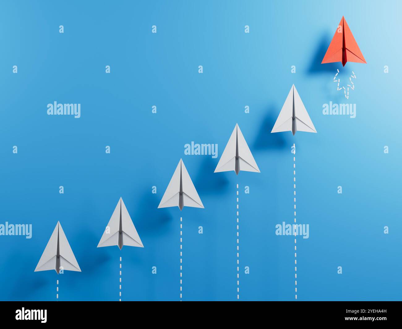 Business competitor advantage of paper plane in new direction ...