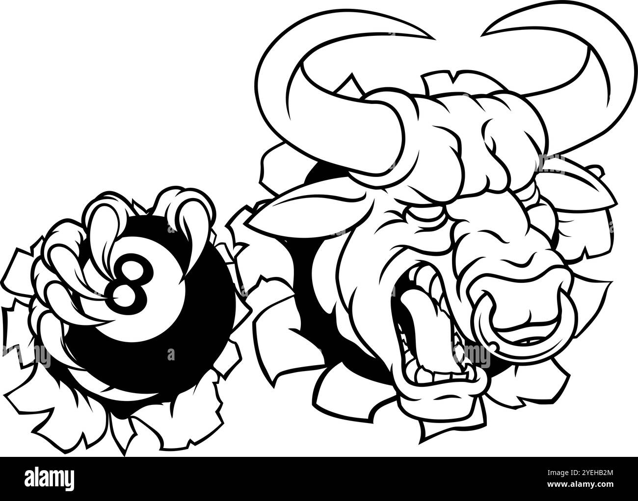 Bull Minotaur Longhorn Cow Pool Mascot Cartoon Stock Vector Image & Art ...