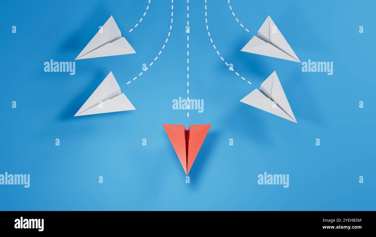 Creative concept with paper airplanes, symbolizing individuality ...