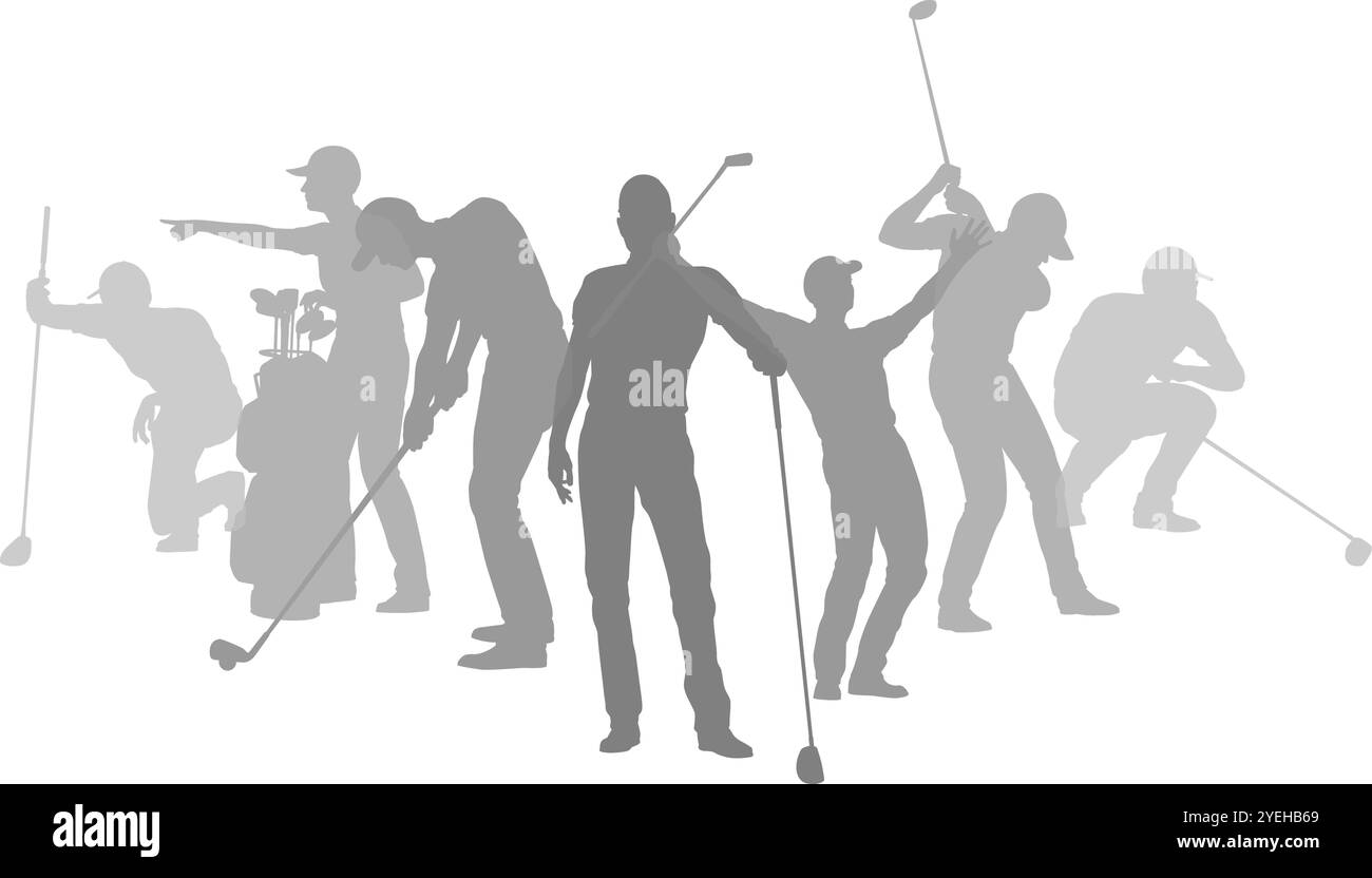 Golfers Golfing Silhouette Golf People Silhouettes Stock Vector Image ...