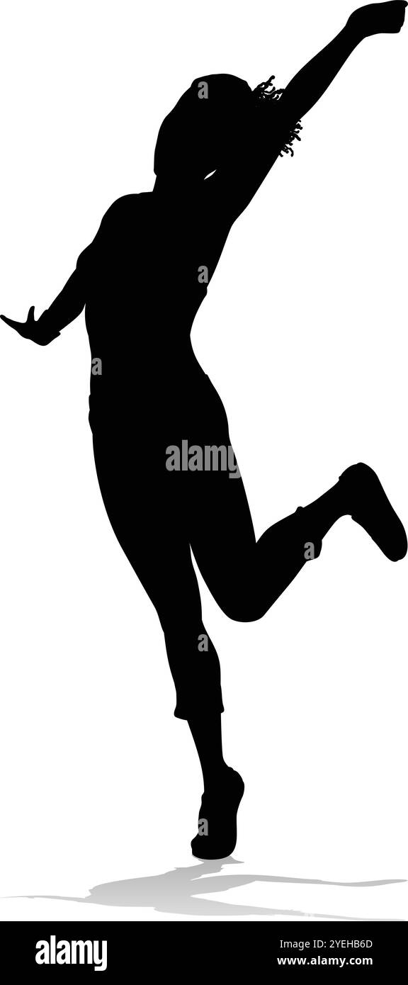 Happy Woman Joy Pose Silhouette Person Stock Vector Image & Art - Alamy