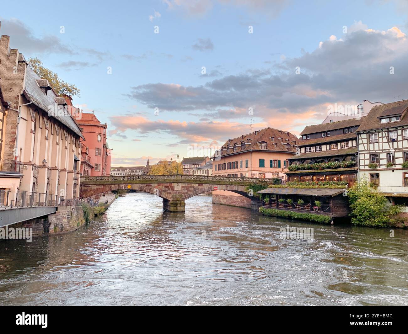 scenic historic half timbered house with reflection in the canals of ...