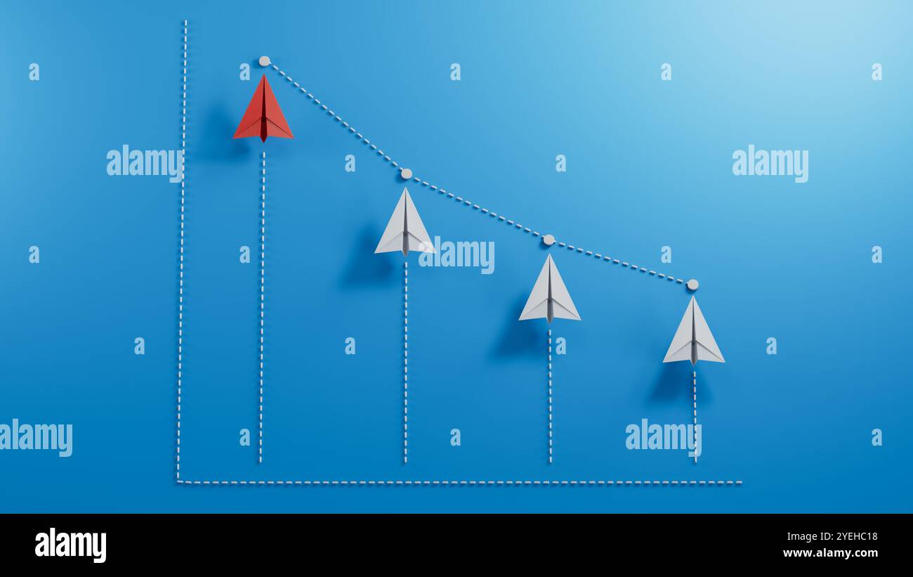 Graph and diagram from planes with decrease. Finance and business ...