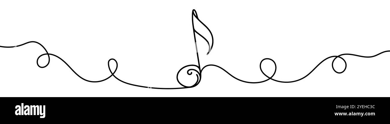 Elegant single line drawing representing a music note, forming a simple ...