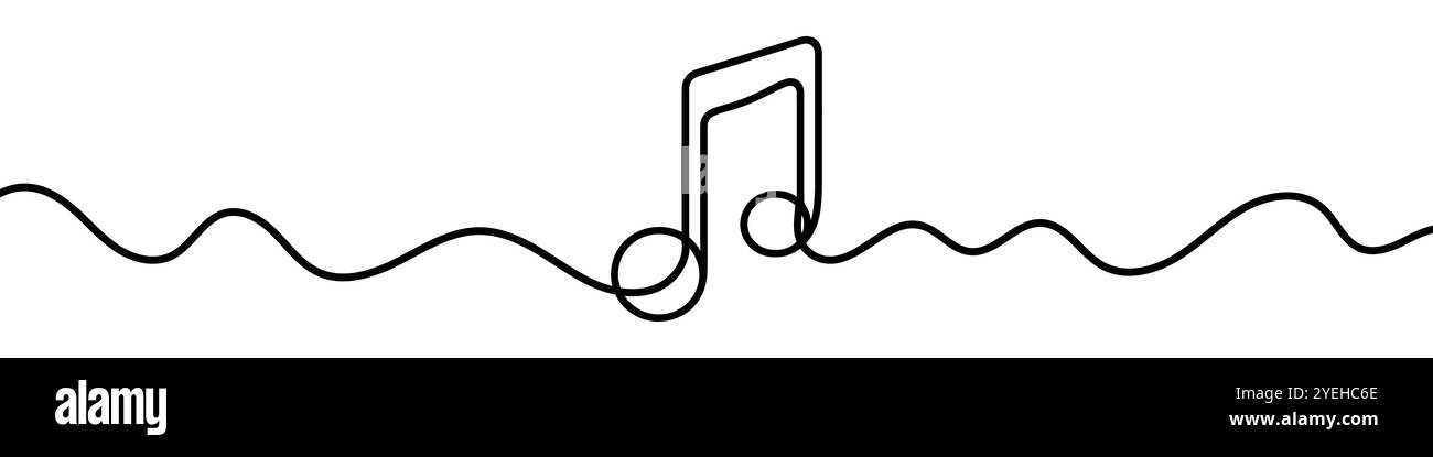 Elegant single line drawing representing a music note, forming a simple ...