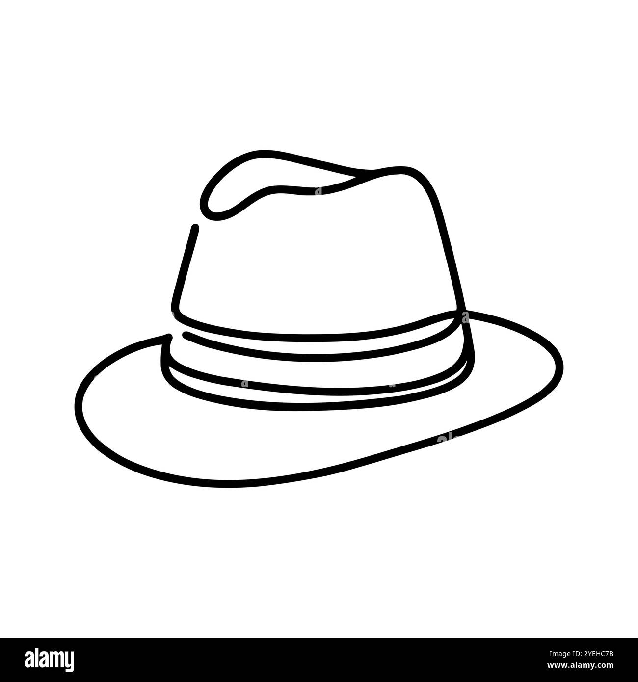 Elegant fedora hat icon. Black and white cartoon of a fedora hat ...