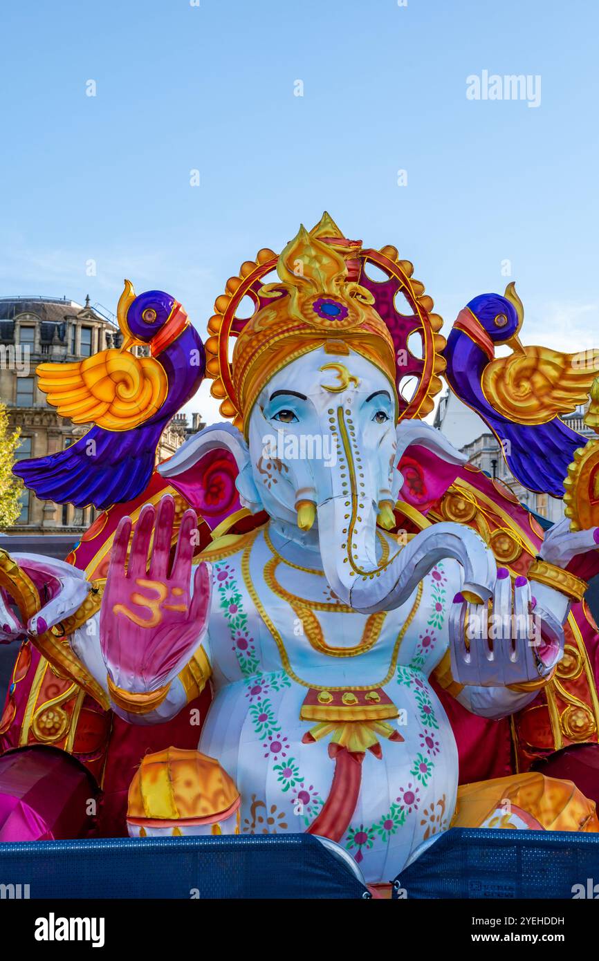 Inflatable statue of Lord Ganesha at Diwali celebrations in London ...
