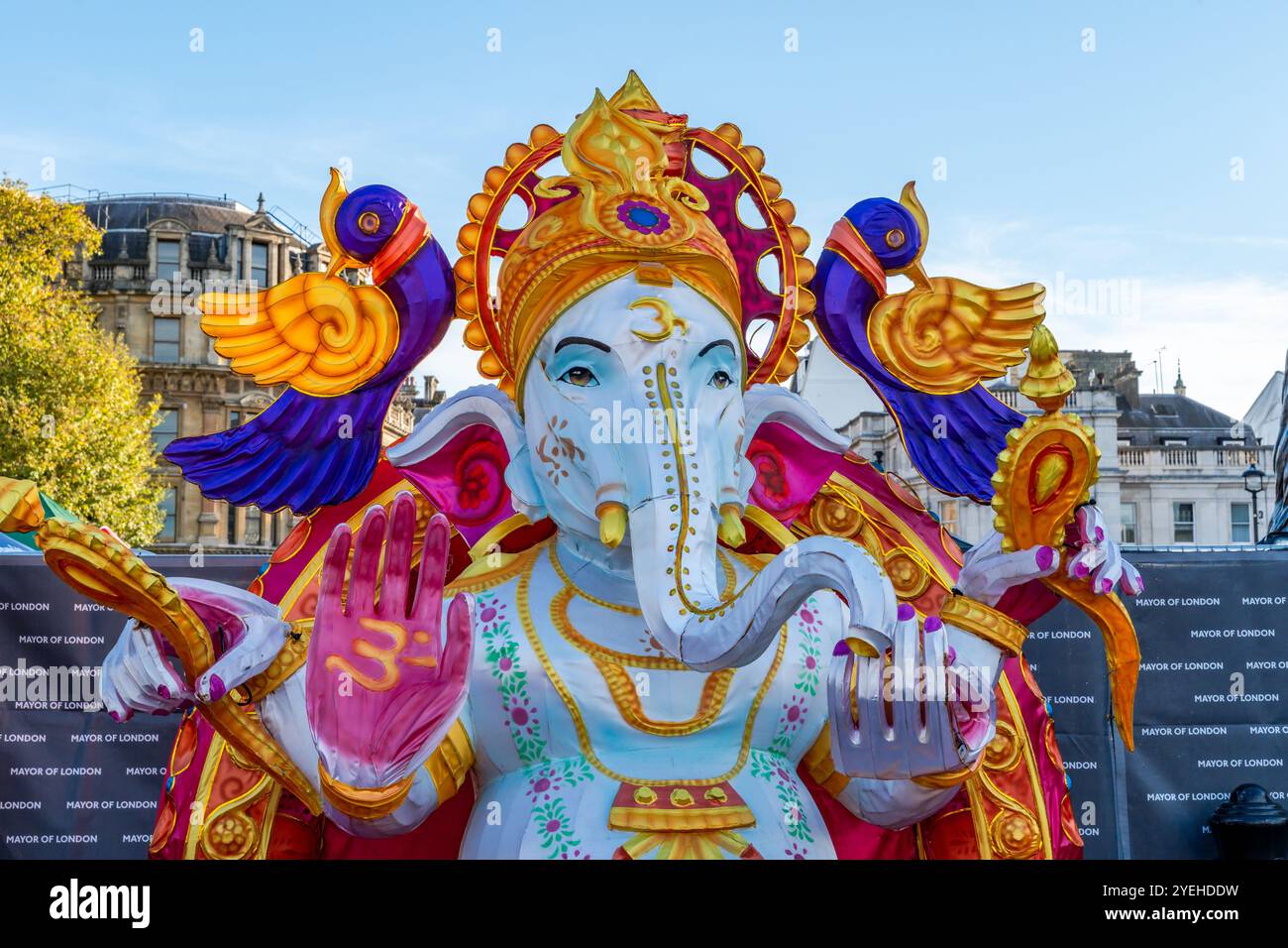 LONDON, UK - OCTOBER 27, 2024: Inflatable statue of Lord Ganesha at ...