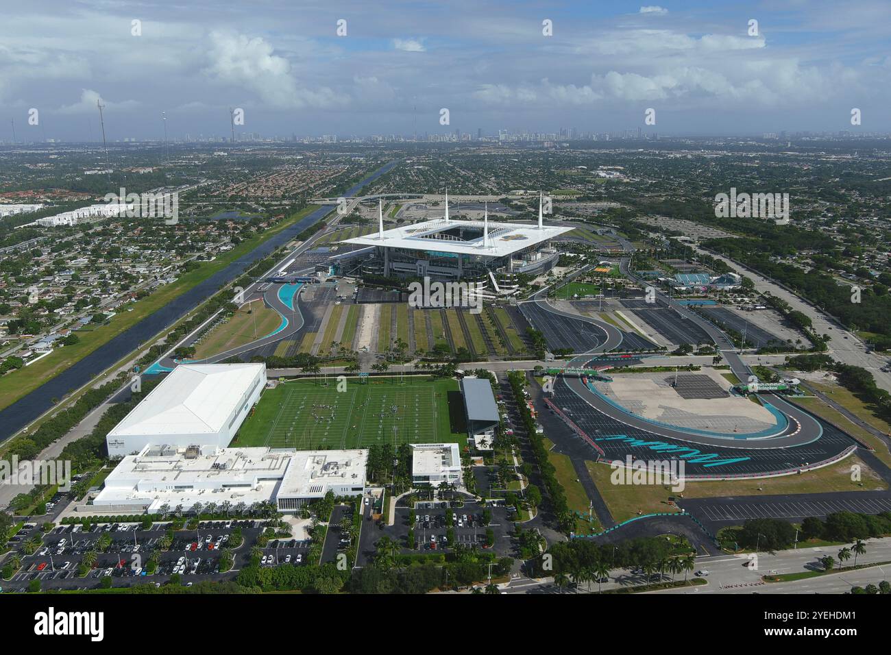A general overall aerial view of Hard Rock Stadium, the Miami Dolphins ...