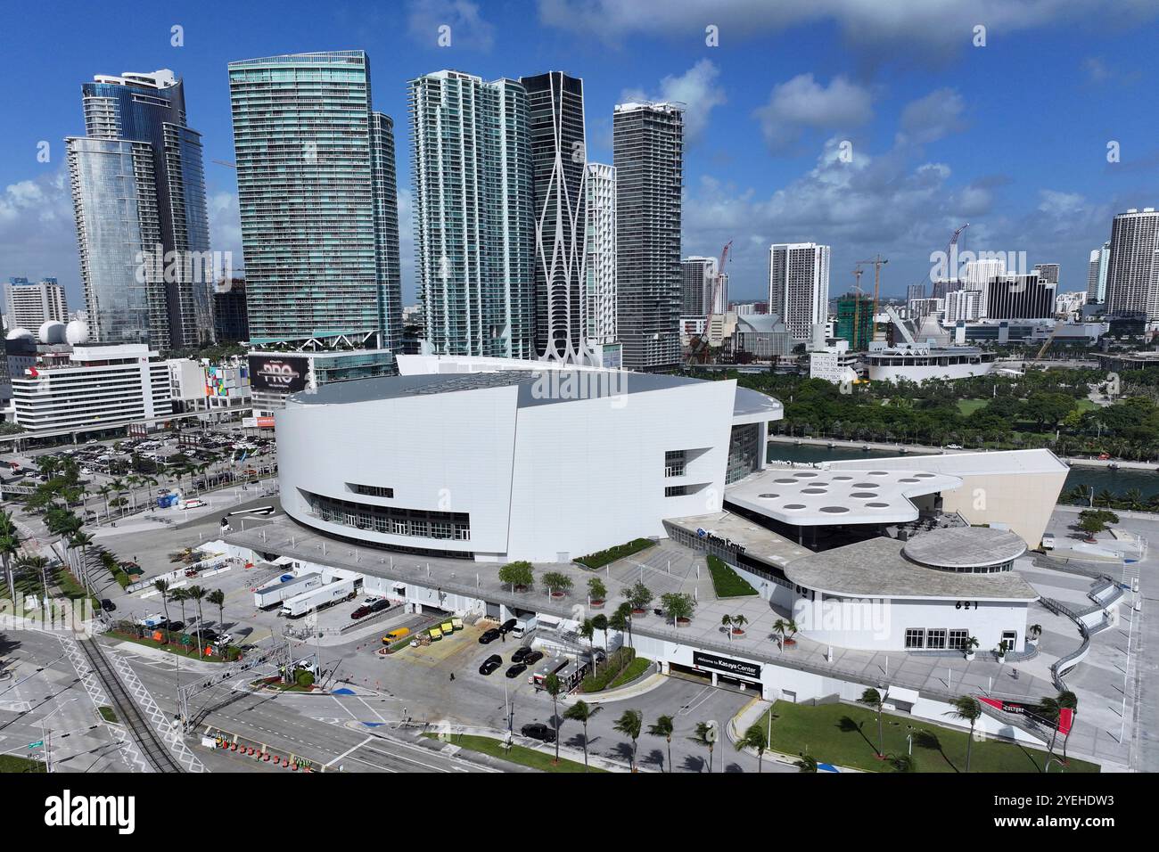 A general overall aerial view of the Kaseya Center, Wednesday, Oct. 30 ...