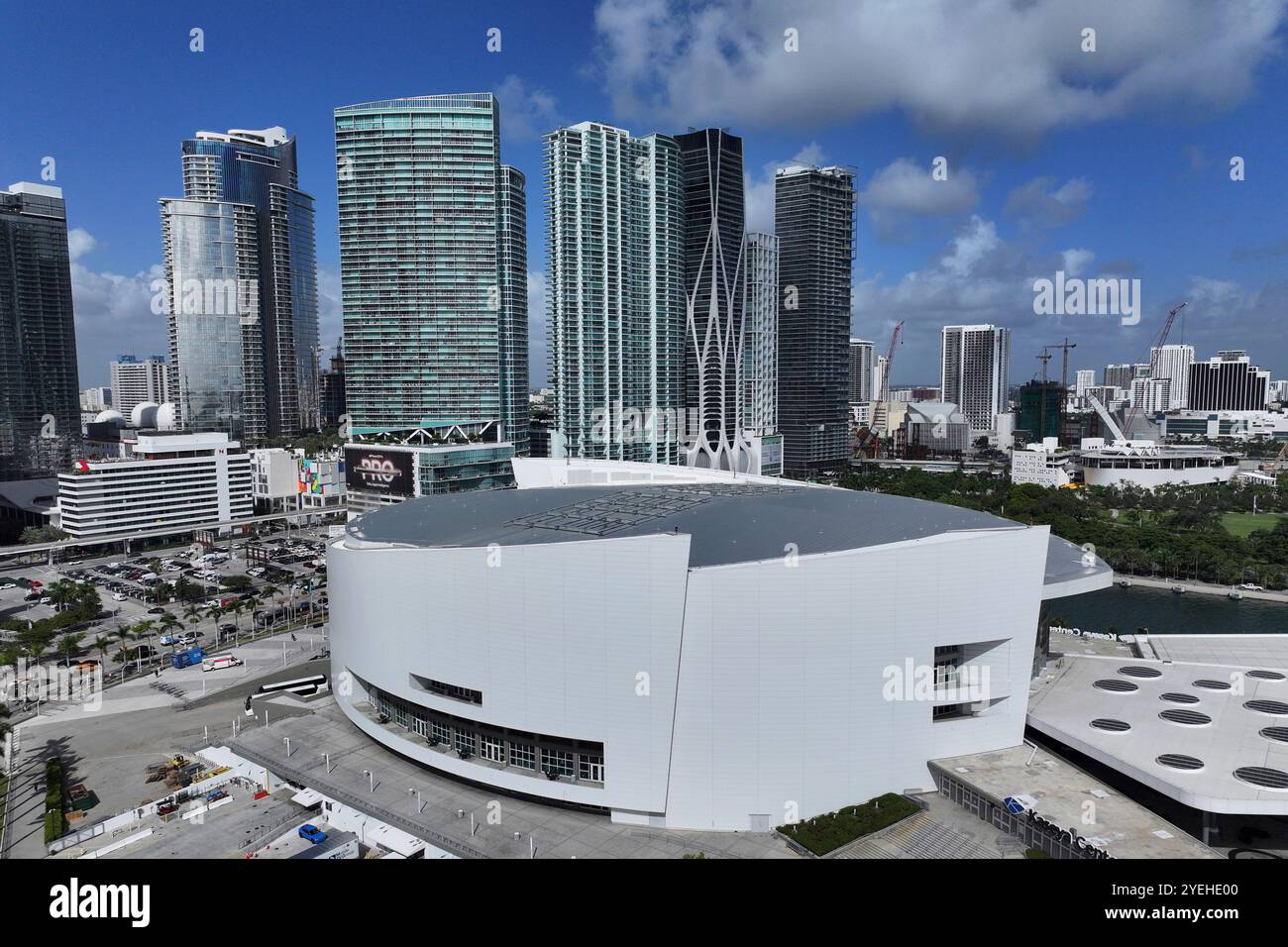 A general overall aerial view of the Kaseya Center, Wednesday, Oct. 30 ...