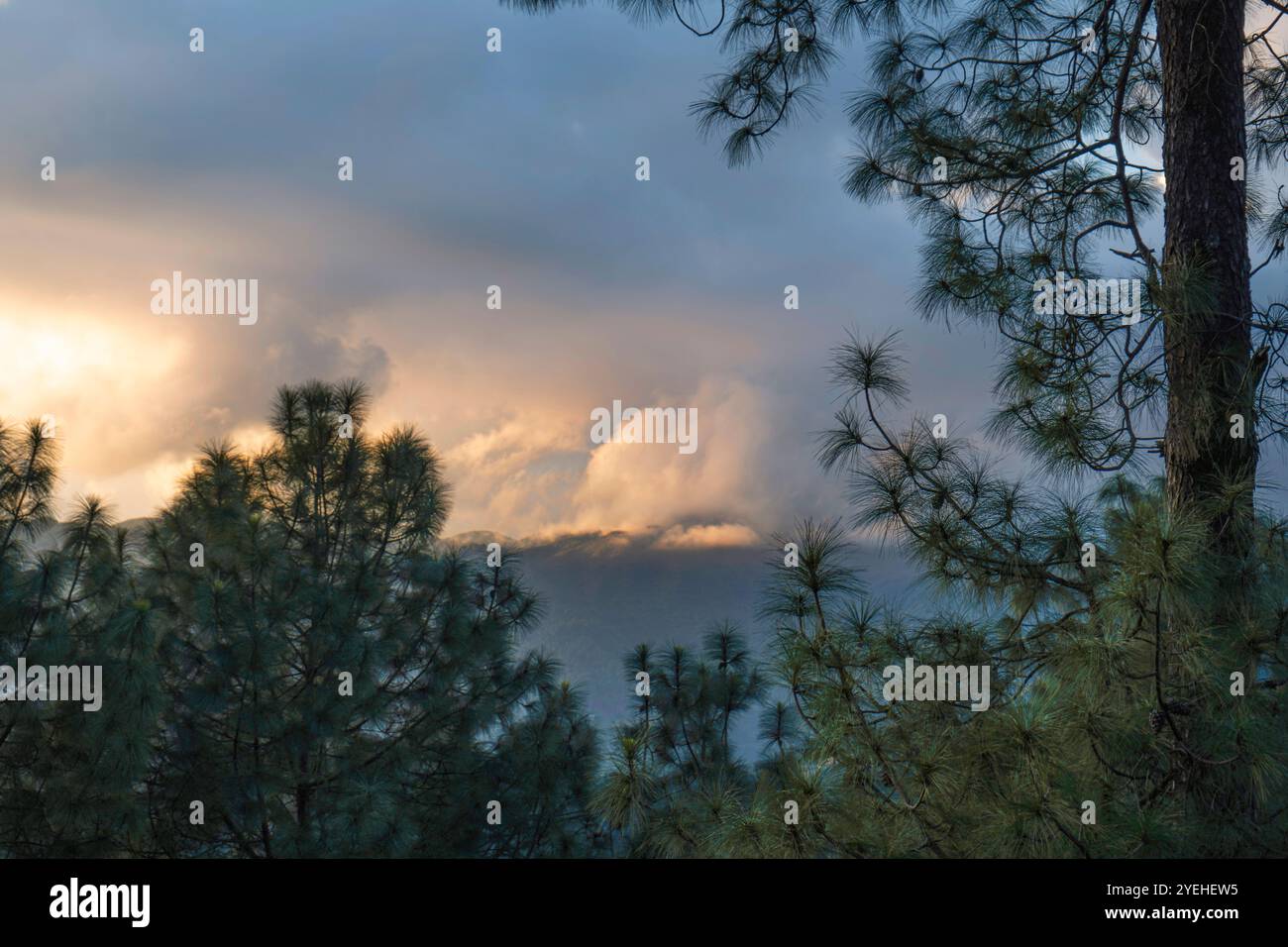 Beautiful Sunset Golden Hour of Kathmandu Valley City in Nepal with ...