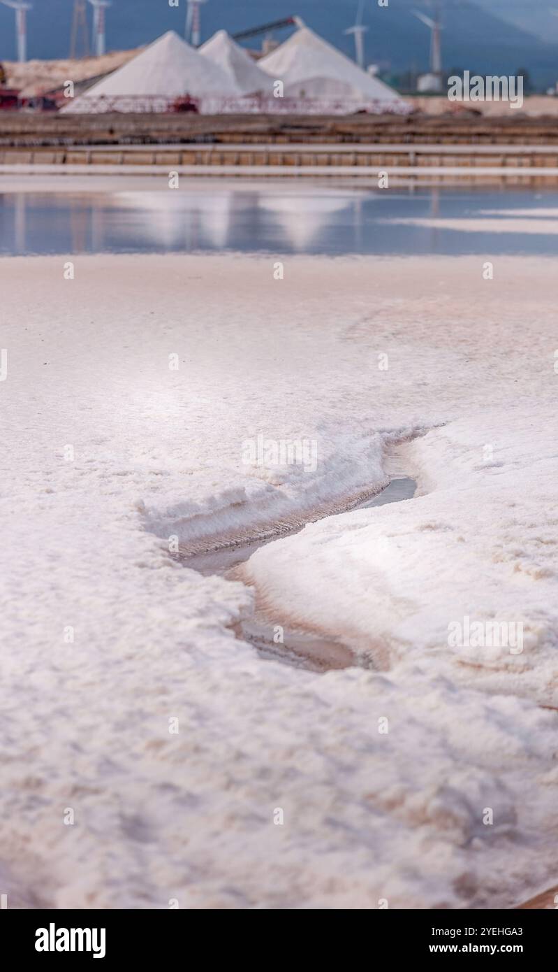 Salt Piles and Wind Turbines at Le Saline, Assemini, Cagliari Stock ...