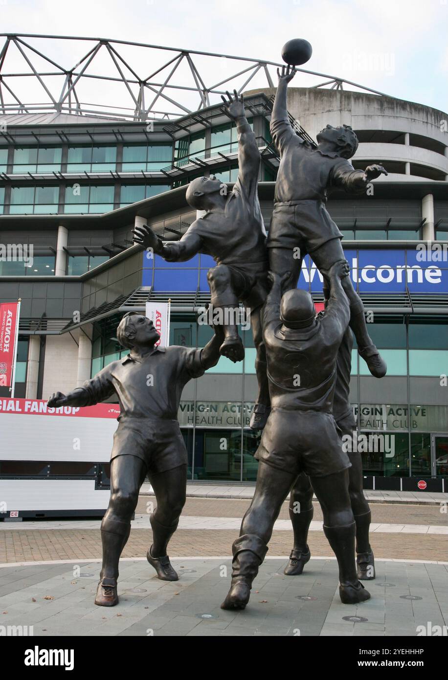A close-up view, of the iconic bronze statue, at the entrance to the ...