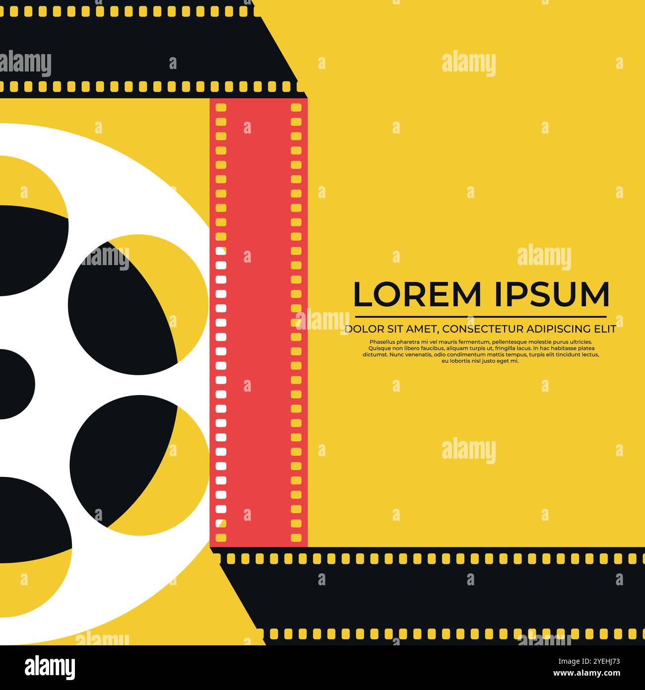 Movie festival template design with film reel film strip emblems ...