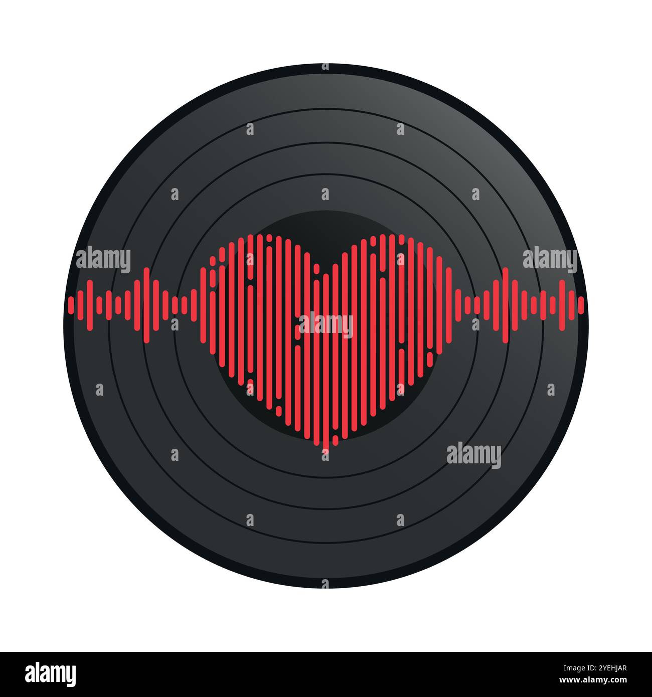 Gramophone vinyl record with a sound wave heart. Love music. Vector ...
