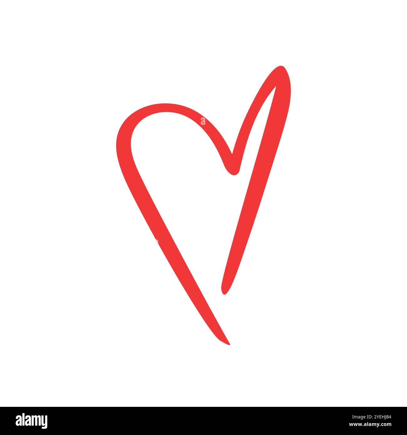 Simple one line doodle red heart isolated on white background. Vector ...