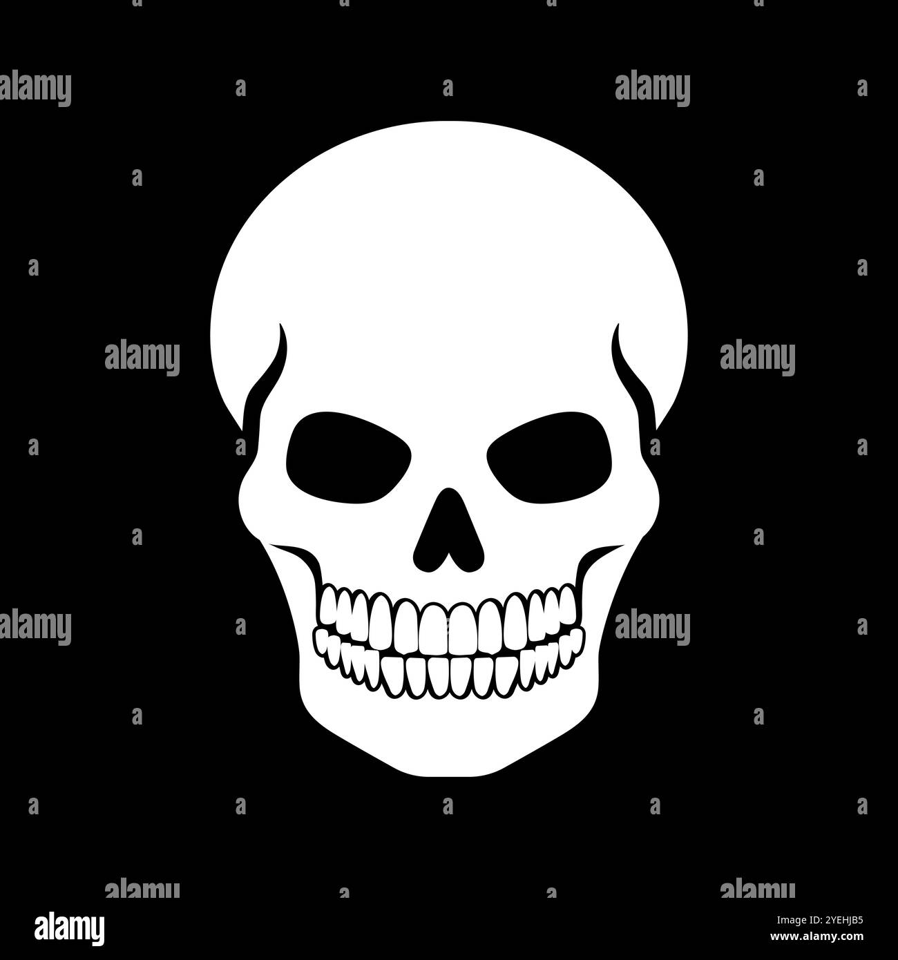 Evil human skull on black background. Skull icon emblem logo. Vector ...