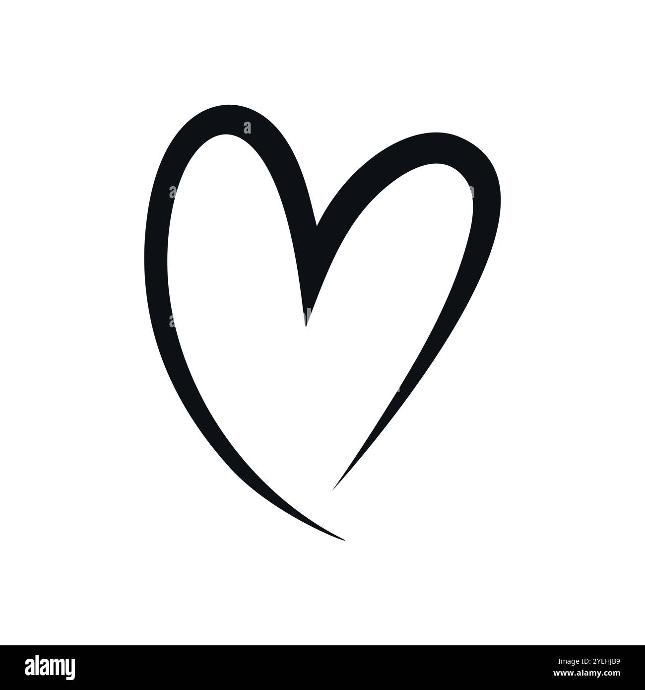One line doodle black heart isolated on white background. Vector ...