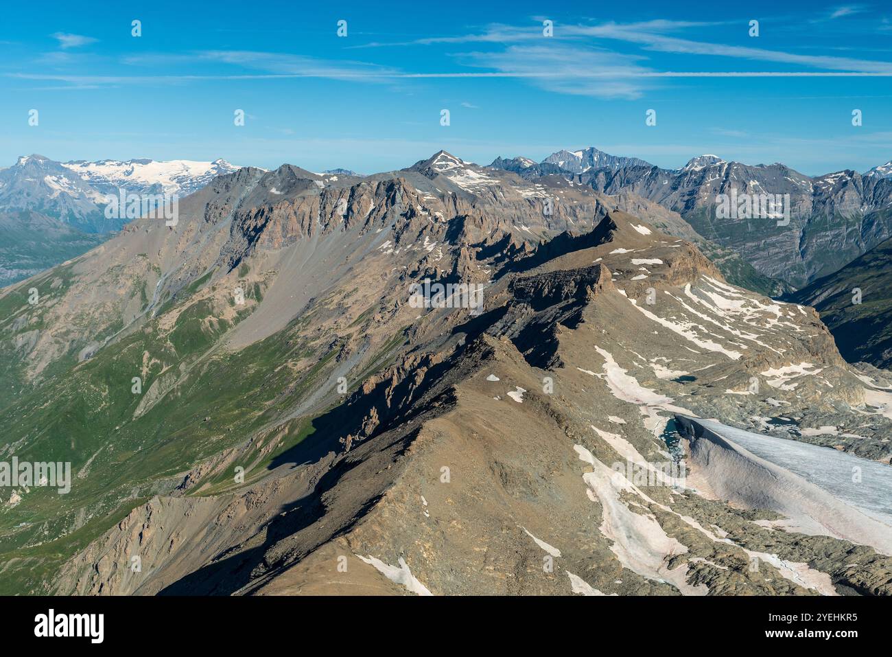 Amazing view from Rocciamelone mountain peak in Alpi Graie mountains in ...