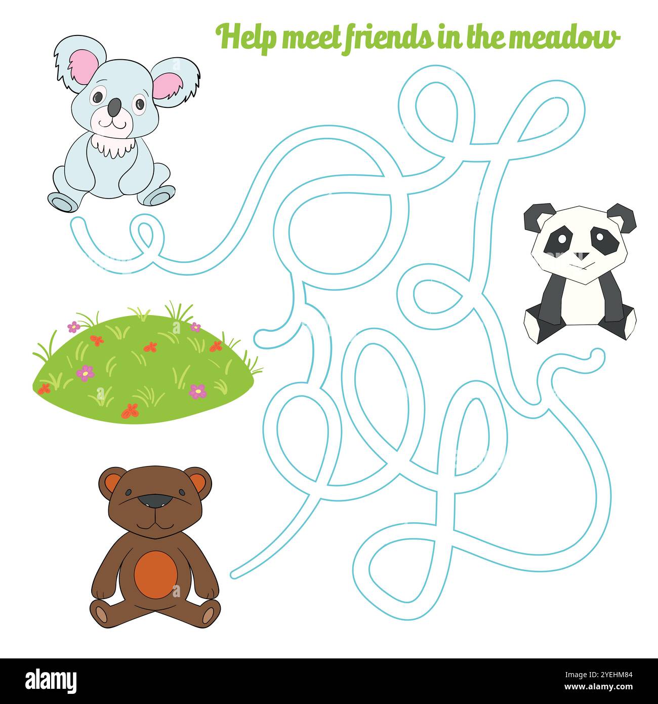 Labyrinth maze find a way panda koala bear Stock Vector Image & Art - Alamy