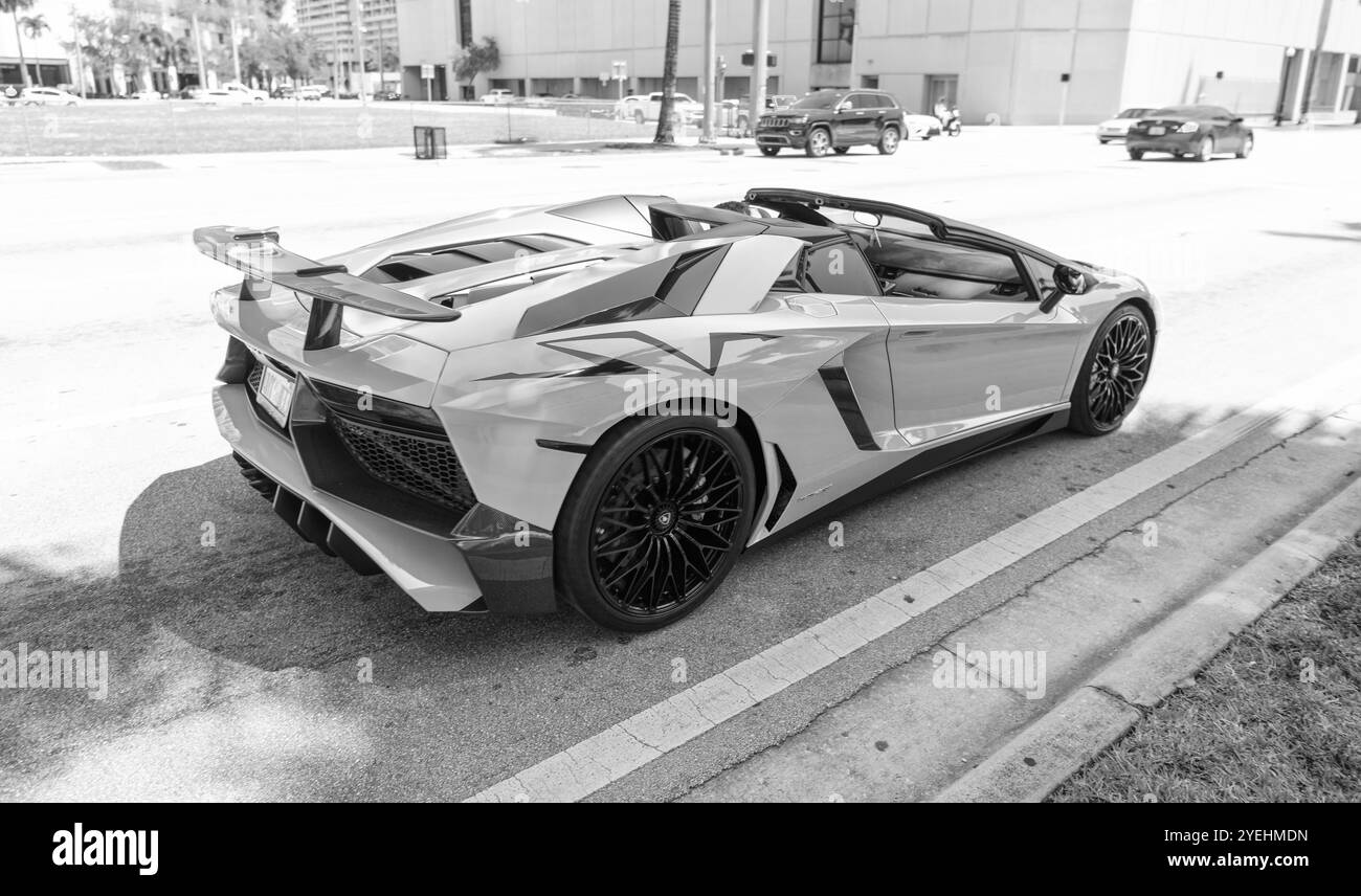Miami Beach, Florida USA - April 15, 2021: yellow Lamborghini Aventador ...