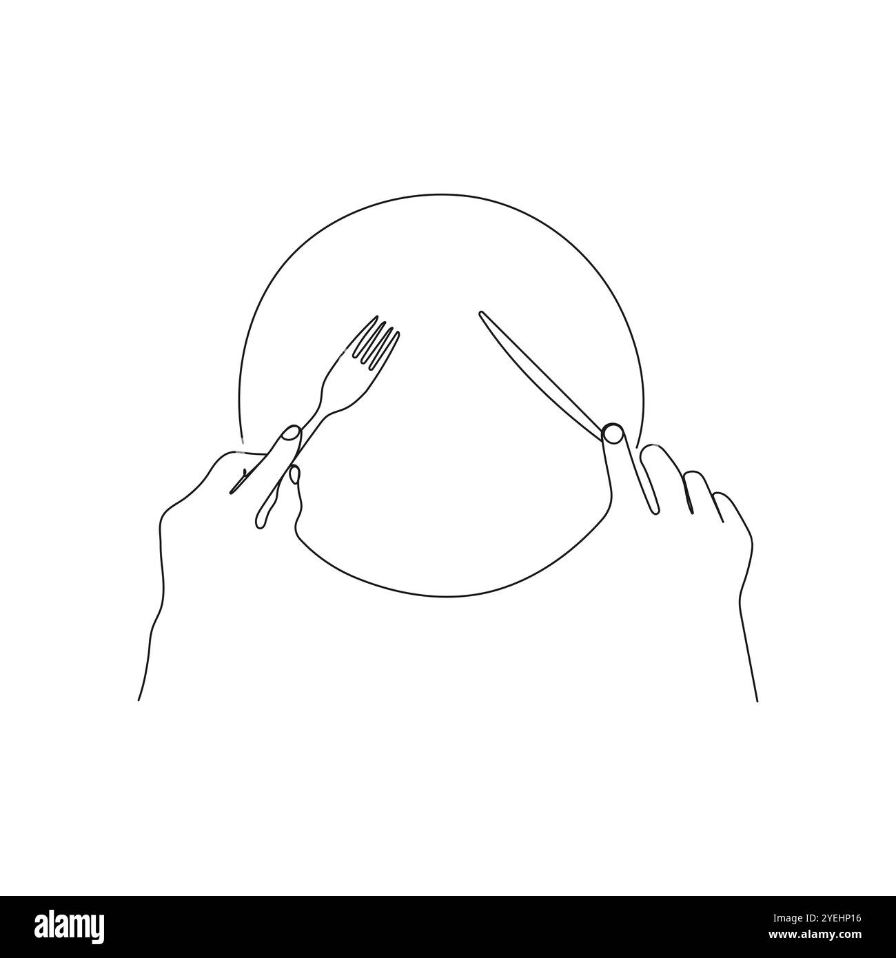 Hand holding cutlery empty plate Stock Vector Images - Alamy
