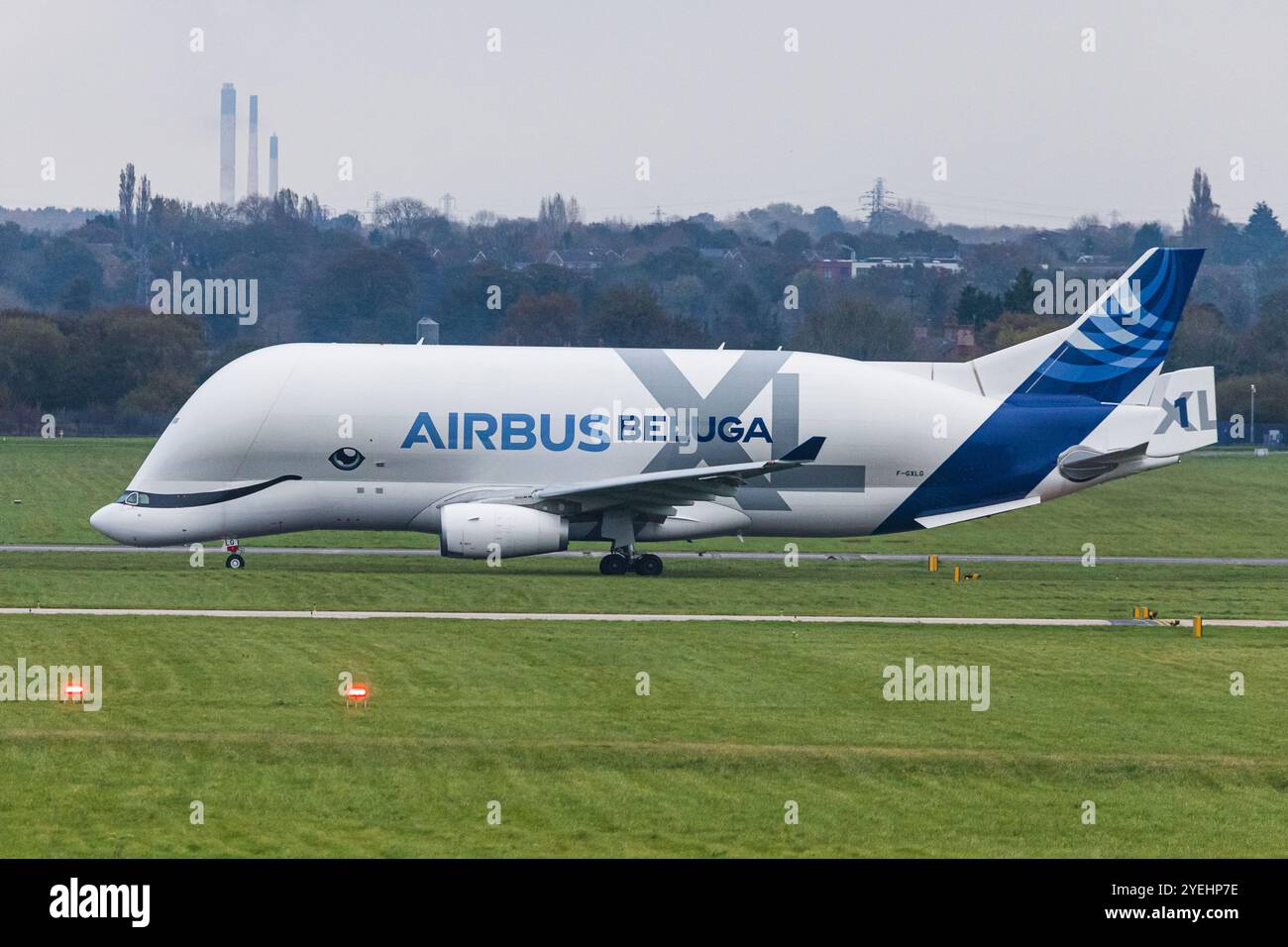 Close up of the Airbus BelugaXL A330-743L taxiing out to the runway ...