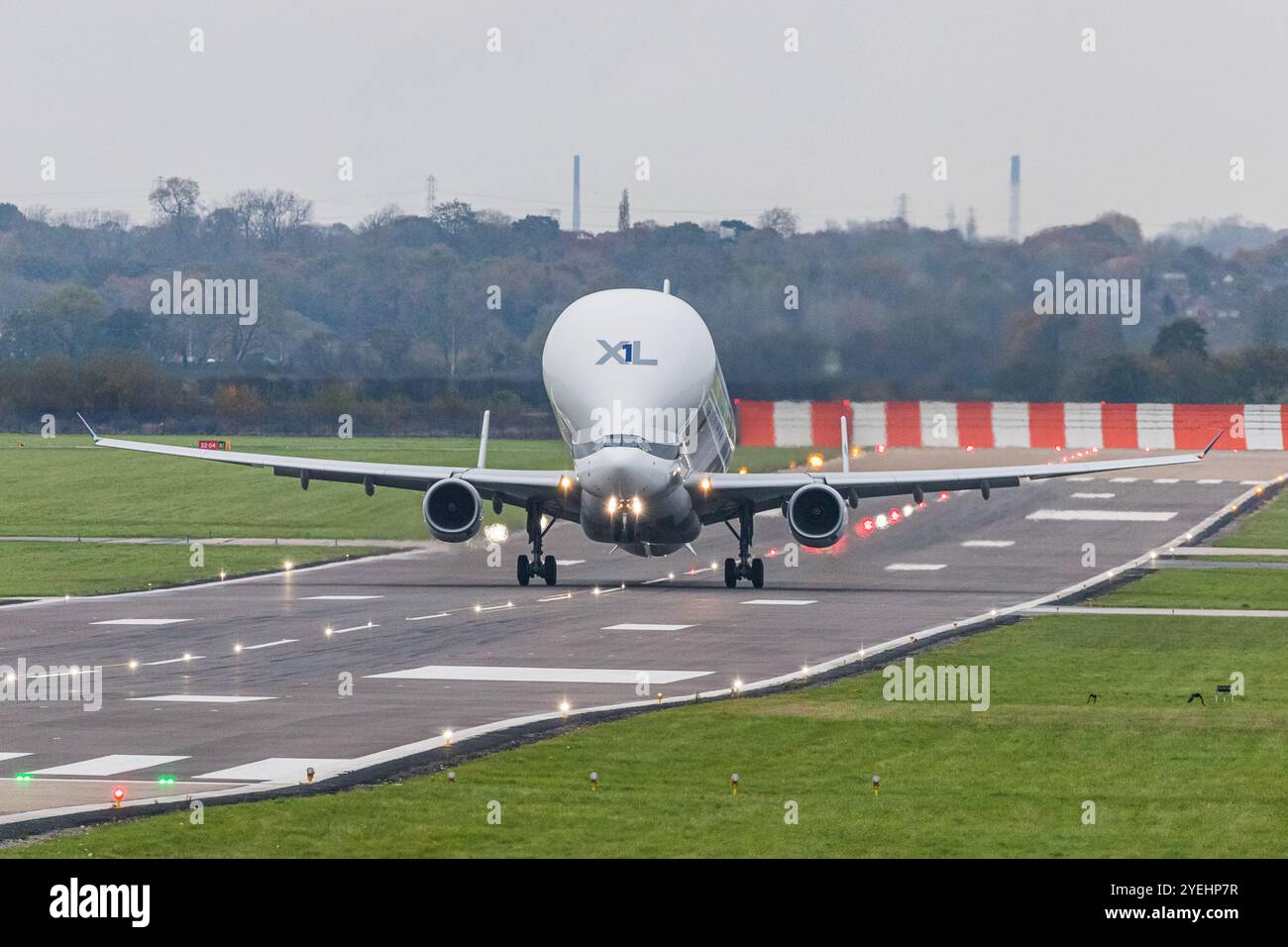 Airbus BelugaXL A330-743L rolling down the runway as it takes off from ...