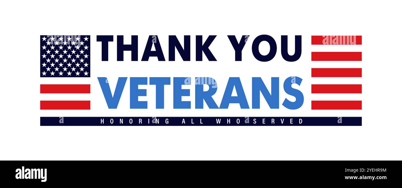 Thank You Veterans, Honoring all who served - typography banner ...