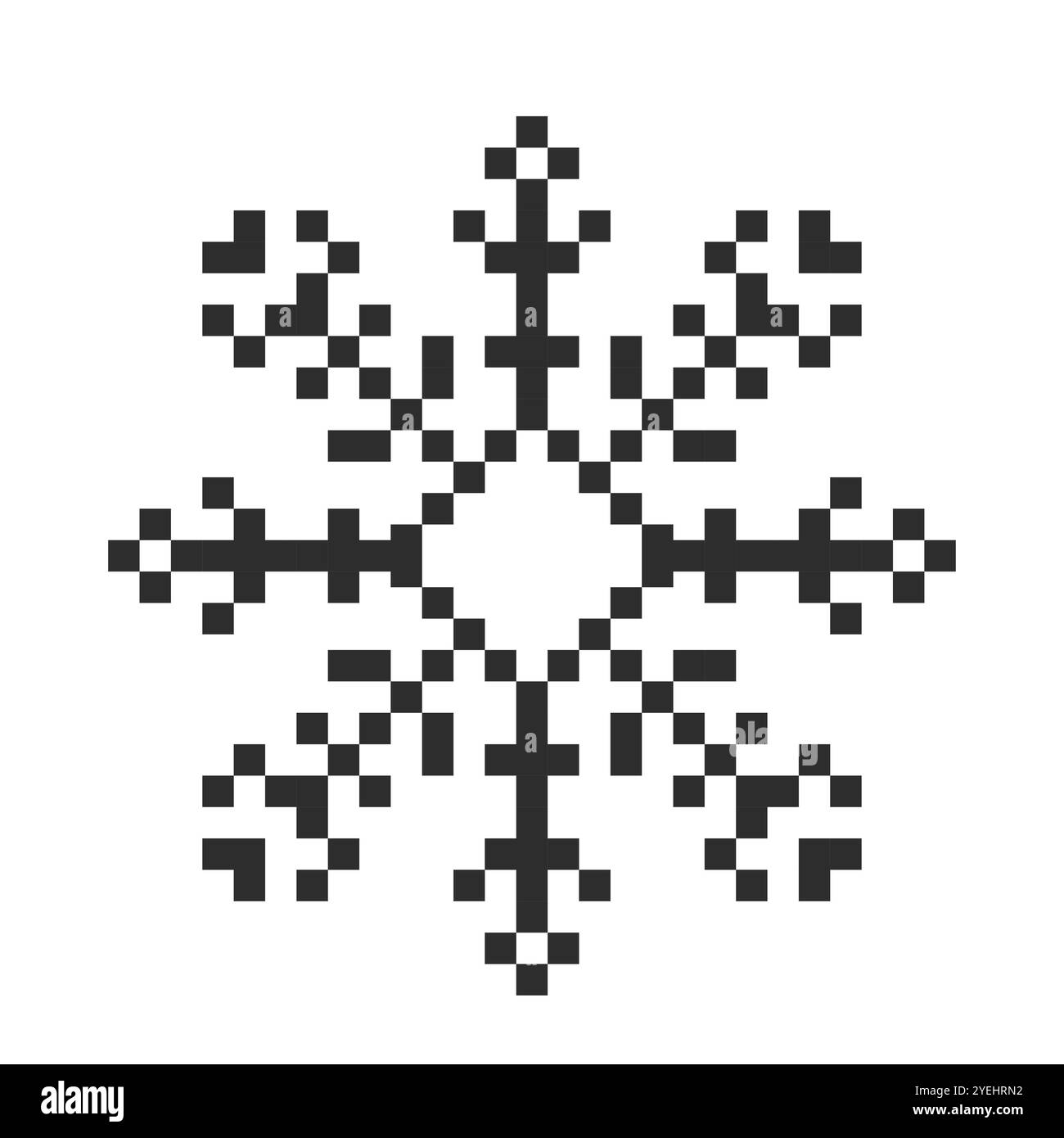 Pixel snowflake winter retro pixilated 8 bit game stamp. Holiday flake ...