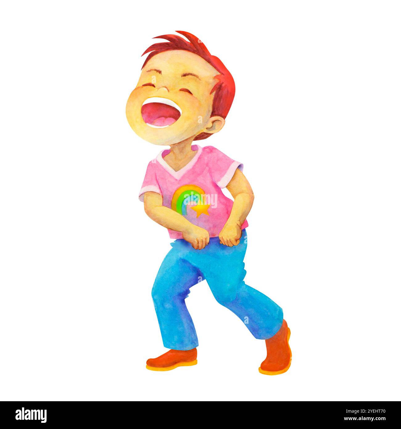Laughing little boy dancing, celebrating holiday. Party concept ...