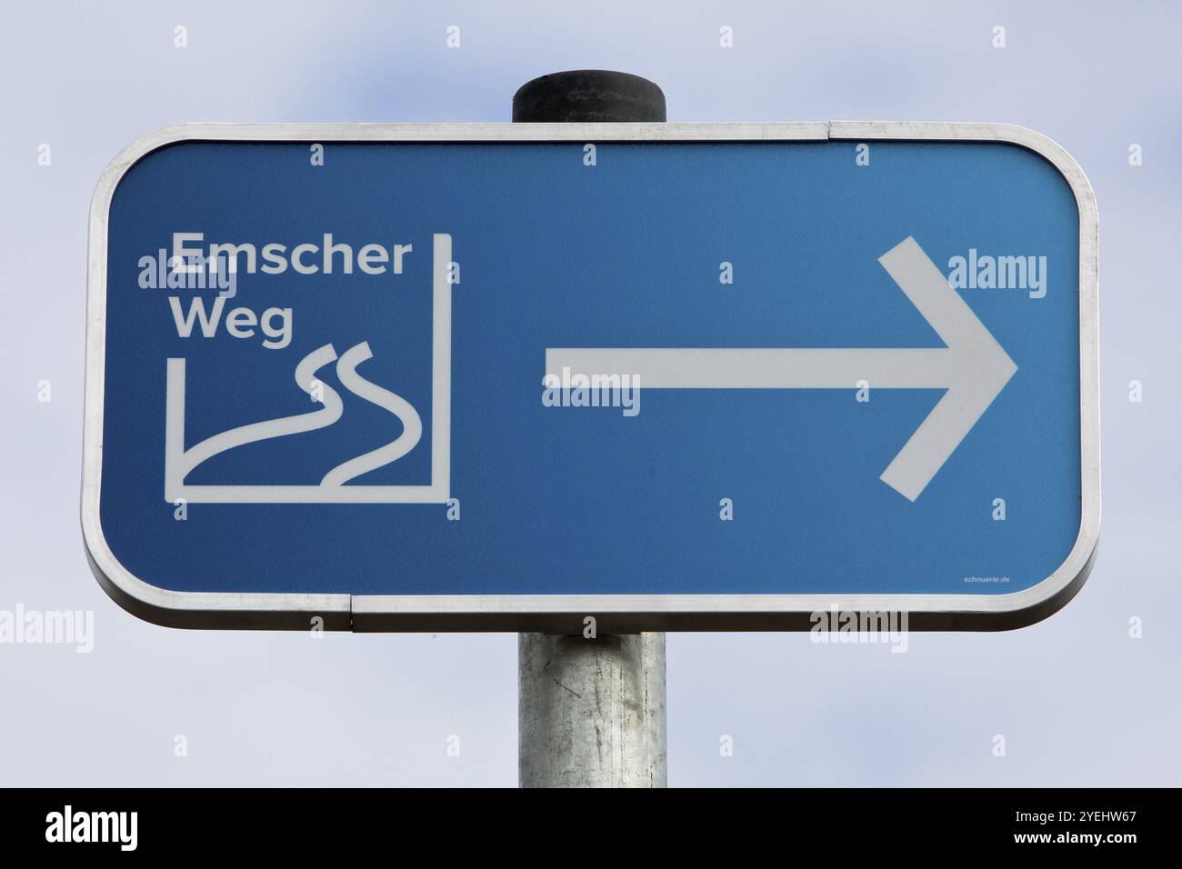 Signpost Emscher Weg, river cycle path along the Emscher with ...