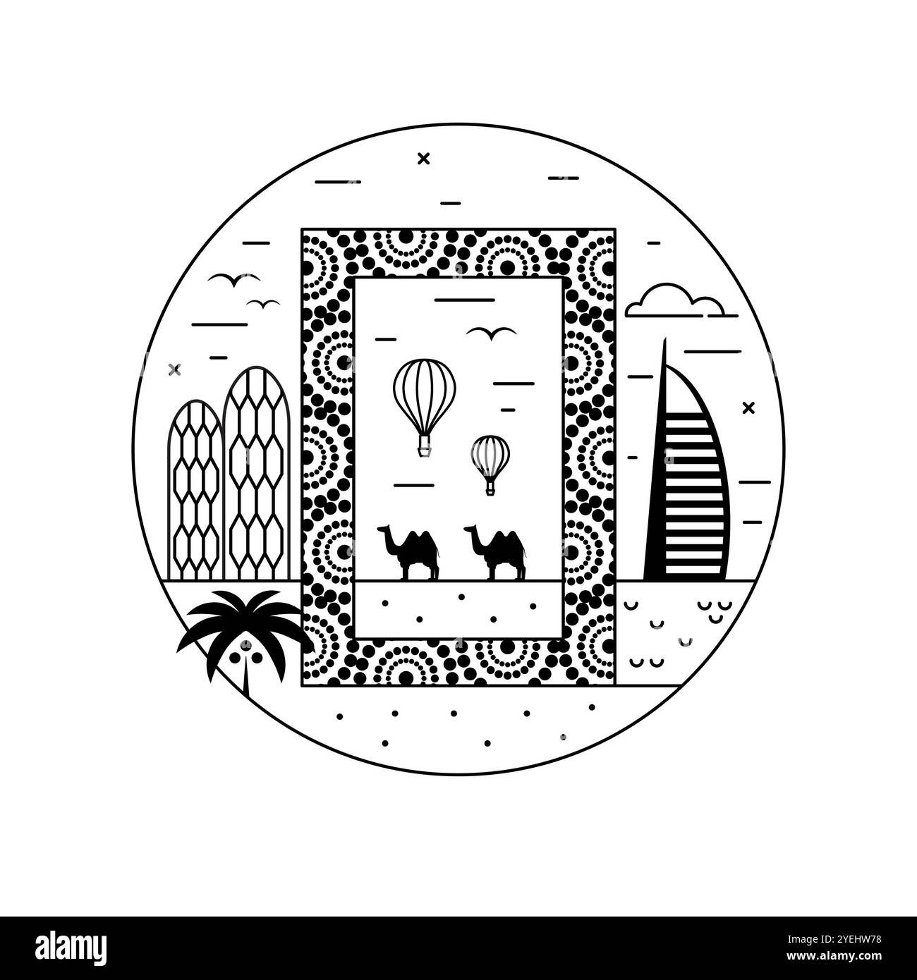 Arabic architecture line art Cut Out Stock Images & Pictures - Alamy