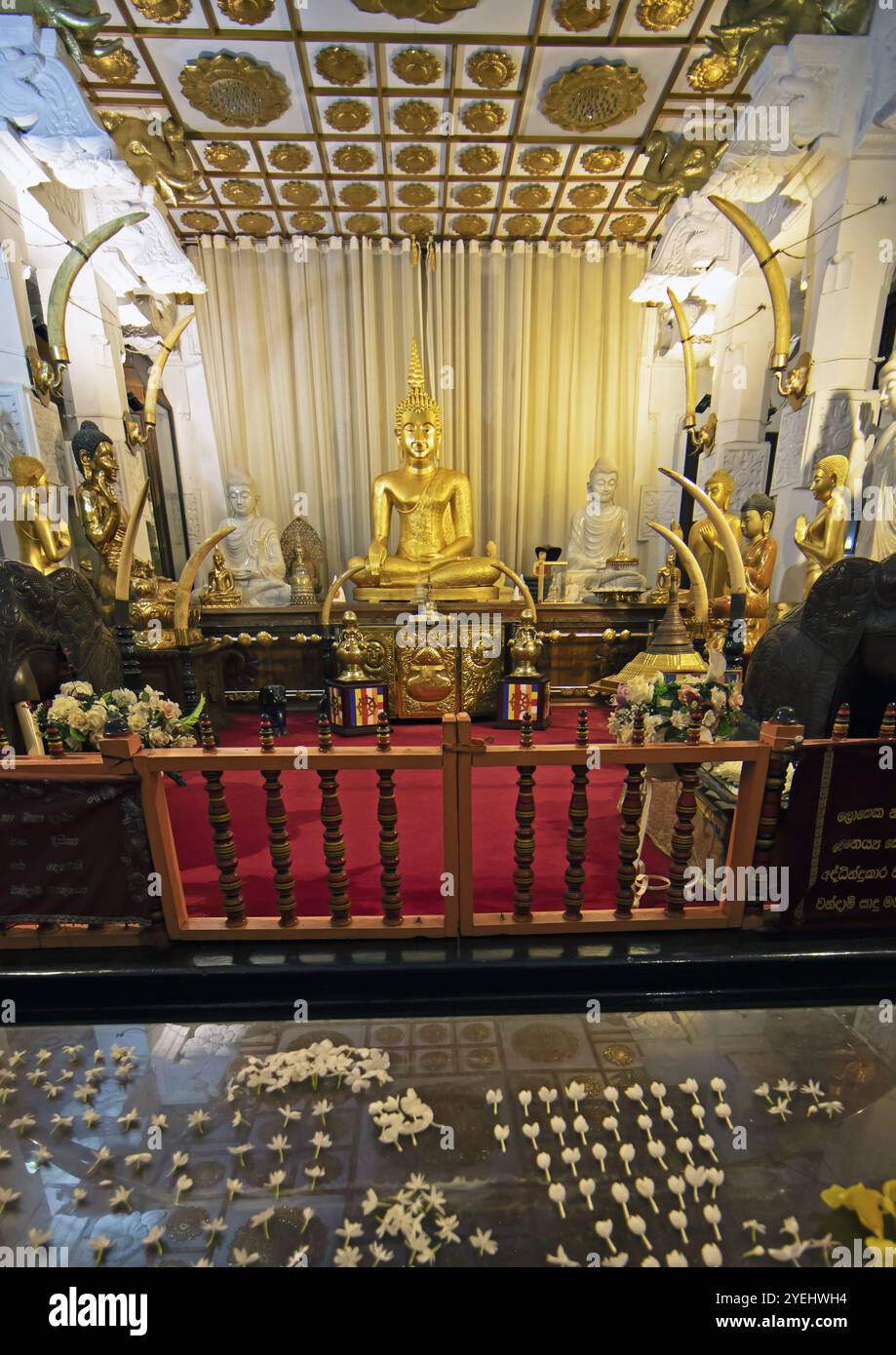 Golden Buddha figure in the Buddhist Temple of the Tooth or Sri Dalada ...