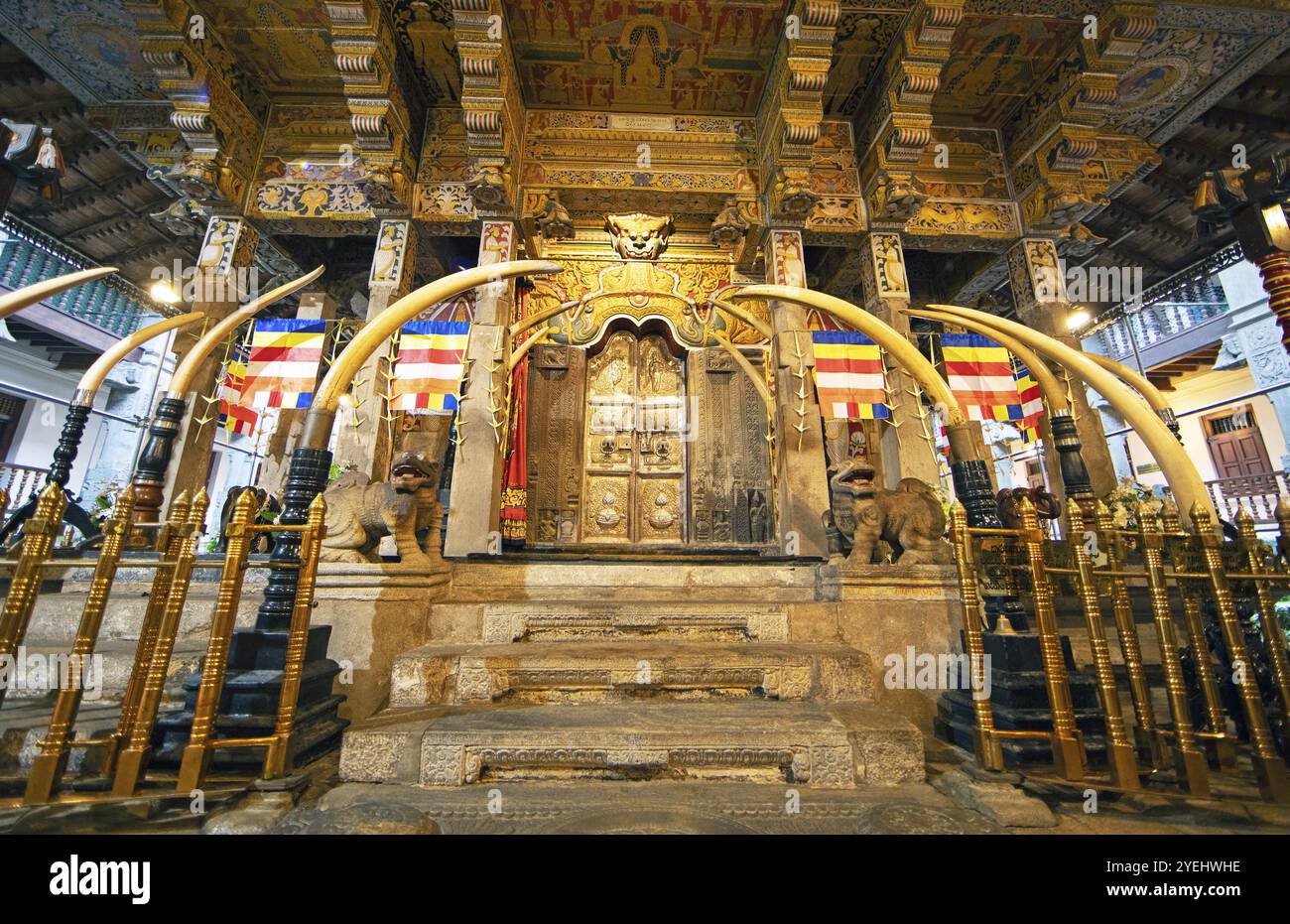 Golden shrine in the Buddhist Temple of the Tooth or Sri Dalada ...