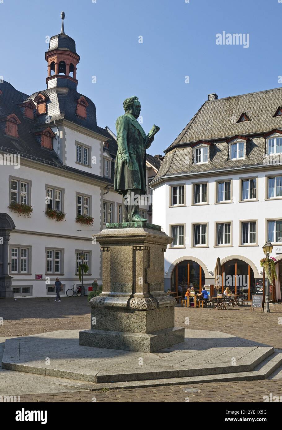 Jesuitenplatz with Johannes Mueller monument and historic town hall ...