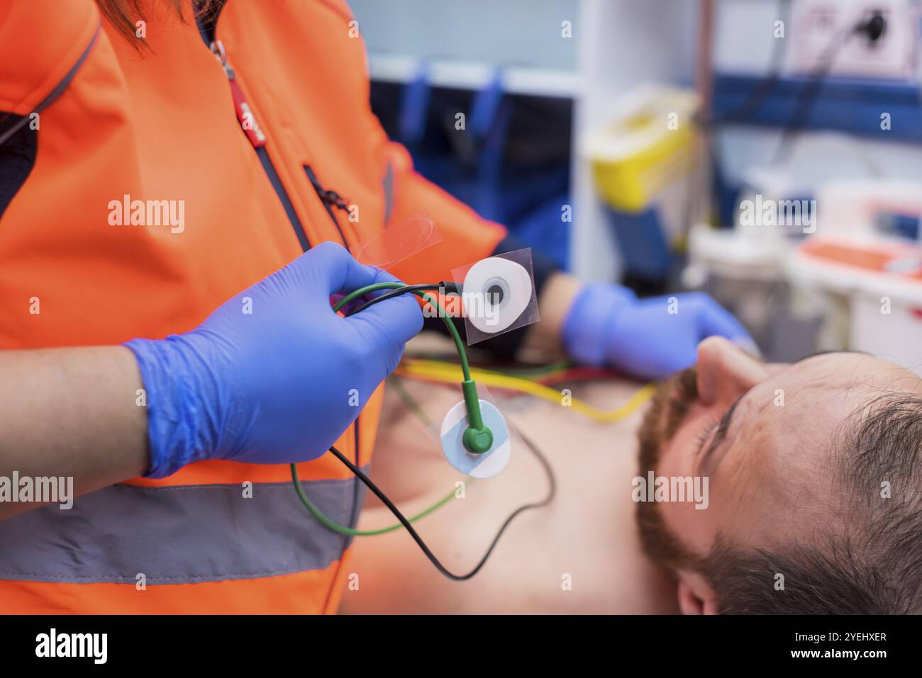 Ecg electrode on patient hi-res stock photography and images - Alamy